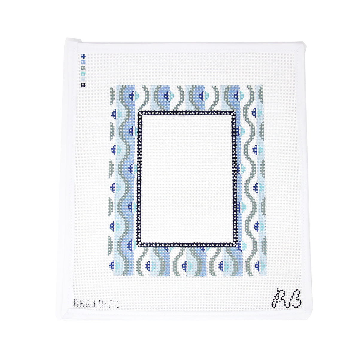 Blue Squiggles Frame – Greystone Needlepoint