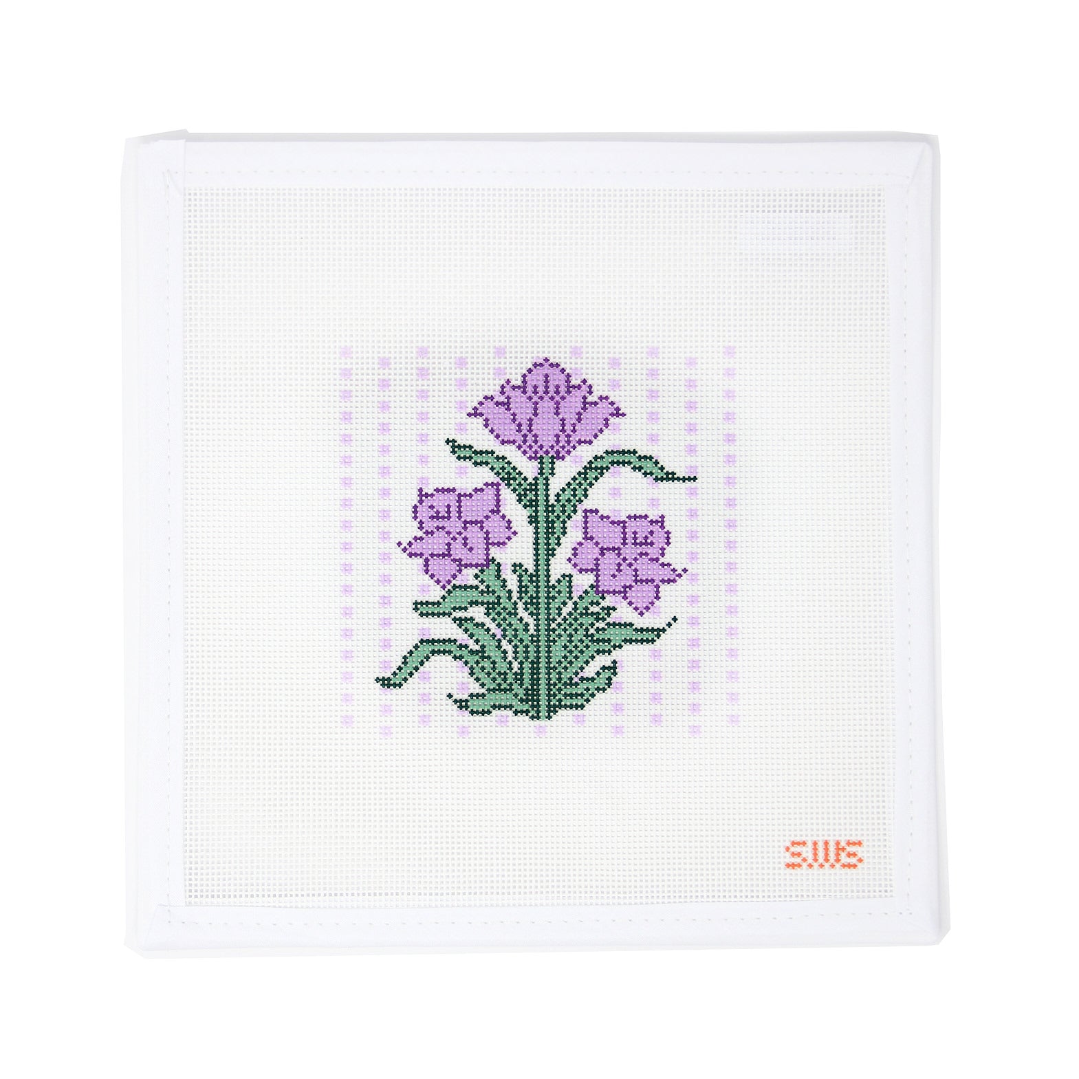 Purple Block Print Flower – Greystone Needlepoint