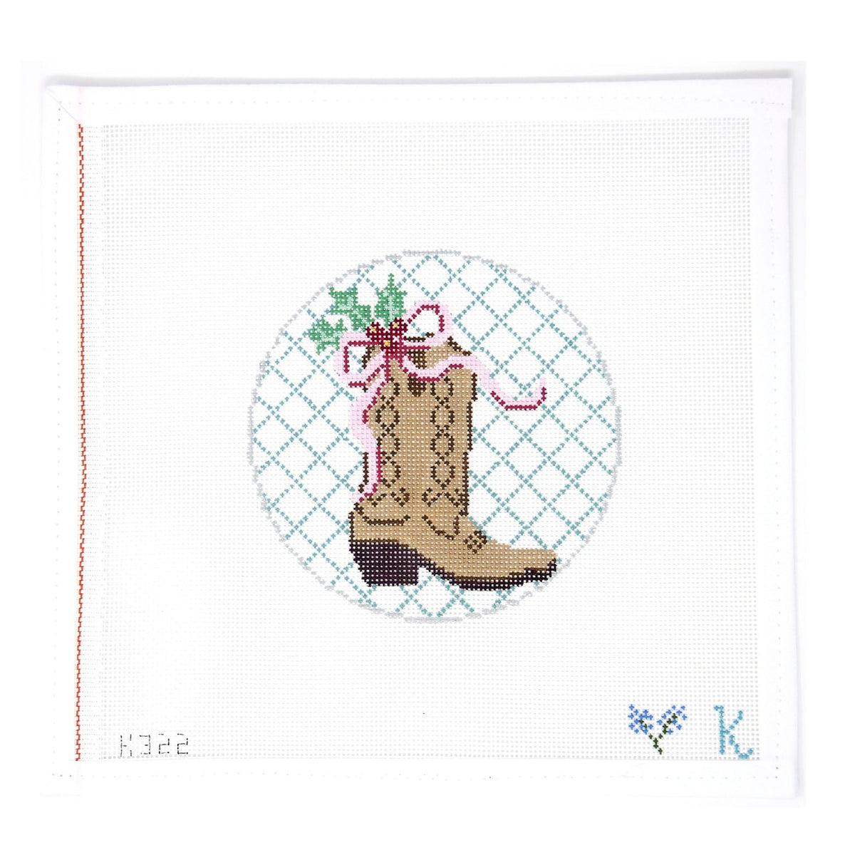Boot & Bow Brown – Greystone Needlepoint