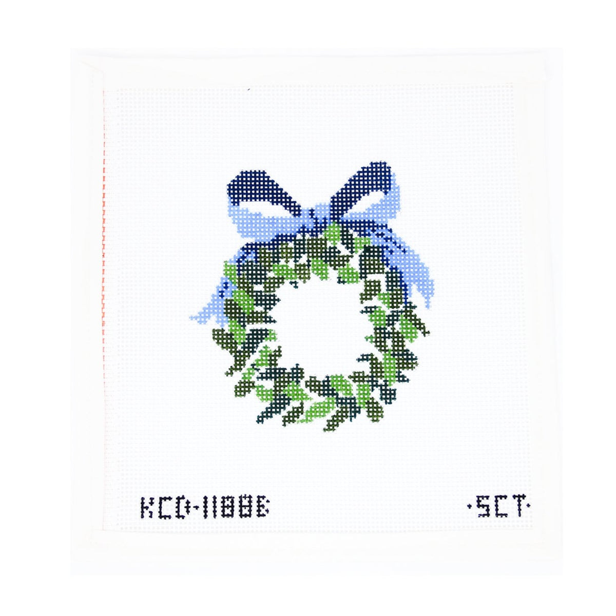 Monogramable Wreath Blue – Greystone Needlepoint
